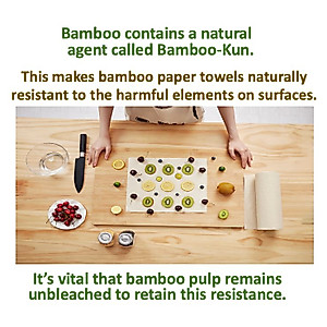 Purafide Premium-Quality, All-Natural Bamboo Paper Towels, Tree-Free, Chemical-Free, Extra Durable, Super Absorbent, Select-a-Size 2-Ply, 90 Sheets Per Roll. (PT 6 Rolls)