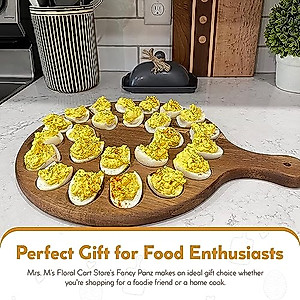 Mrs. M’s Floral Cart Deviled Egg Platter & Charcuterie Board - Made with Premium Quality Acacia Wood, Easy to Wash & Can be Used as a Cutting Board, Serving Platter, Egg Tray or Deviled Egg Carrier