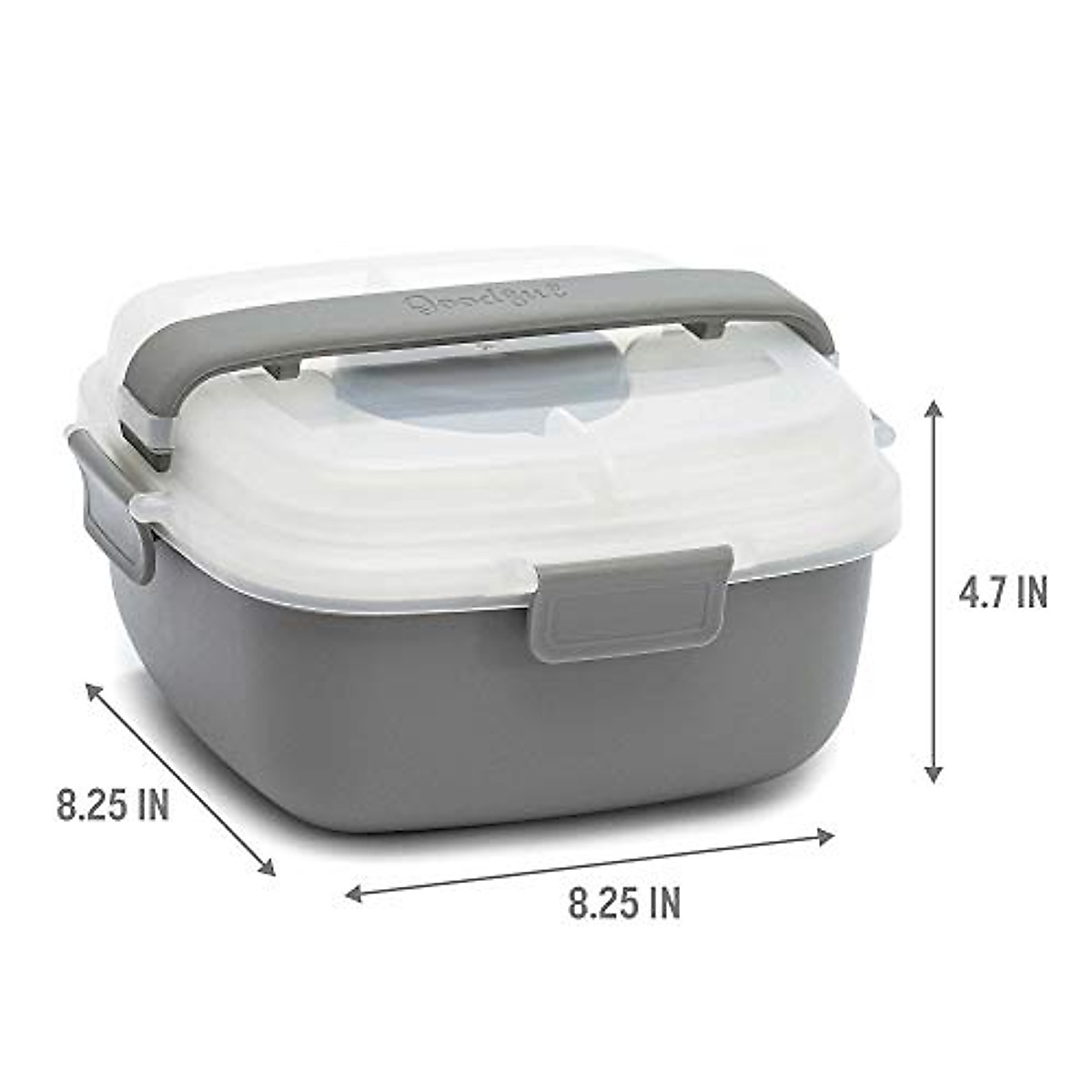 Goodful Stackable Lunch Box Container, Bento Style Food Storage with Removeable Compartments for Sandwich, Snacks, Toppings & Dressing, Leak-Proof and Made without BPA, 56-Ounce, Gray