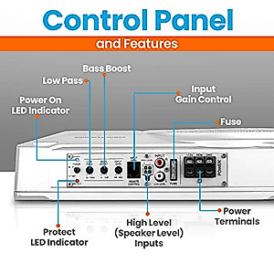 PyleUsa 10-Inch Low-Profile Amplified Subwoofer System & Marine Bluetooth Stereo Radio - 12v Single DIN Style Boat in Dash Radio Receiver System (White)