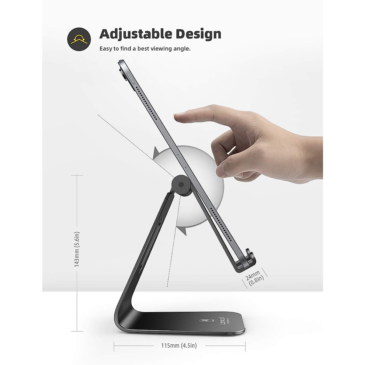 Lamicall Tablet Stand, Tablet Holder for Desk - Multi-Angle Adjustable Tablet Desktop Dock Cradle, Compatible with iPad Pro 11, 12.9, Air, Mini, Fire HD, Galaxy Tab, and Other 4-13" Tablets, Black