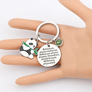 FEELMEM Animal Panda Bear Jewelry Behind You All Your Memories Panda Charm Keychain Spirit Animal Gift Panda Lovers Gift for Friends (Panda-ky)