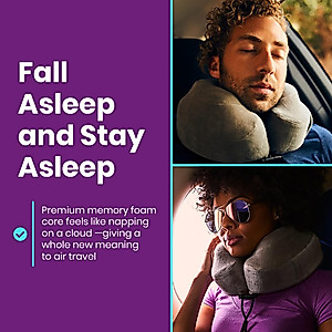 Cabeau Evolution Classic Travel Neck Pillow Memory Foam Neck Support with Adjustable Clasp for Comfort On-The-Go - Airplane, Train, Car, Home, Office, and Gaming (Midnight Black)