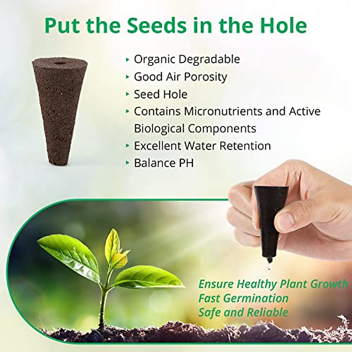 JustSmart 50 Pack Growth Sponges, Replacement Root Growth Sponges Seed Pods Compatible GS1 Series, Seedling Starter Sponges Kit for Hydroponic Growing System Indoor Garden