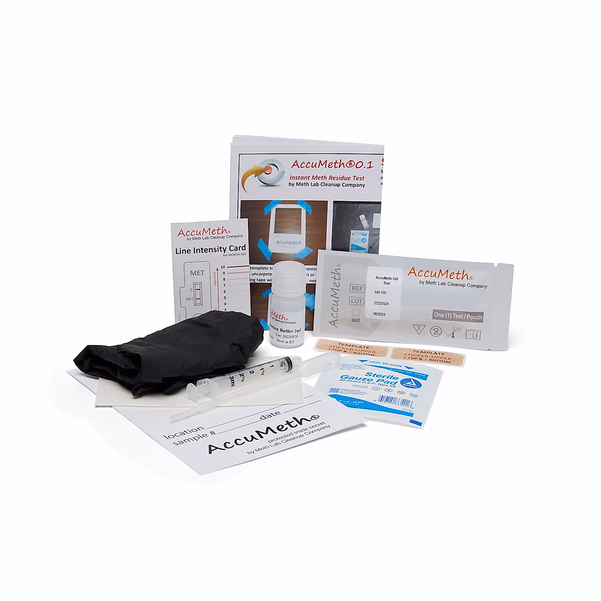 AccuMeth0.1 Methamphetamine Residue Detection Test Kit for Homes | 0.1 µg/100cm2 Legal Standard (Pack of 1)