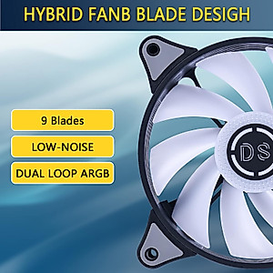 DS 120MM Case Cooling Fan for Computer Case, Fans Side LED Running Lights Effect for PC Case, ARGB Fans with Controller Kit (6Pack RGB Fans kit, G Series)