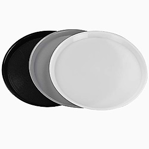 Wekioger Plastic Round Serving Tray, 13.5-Inch, Set of 3 (White, Black, Grey)