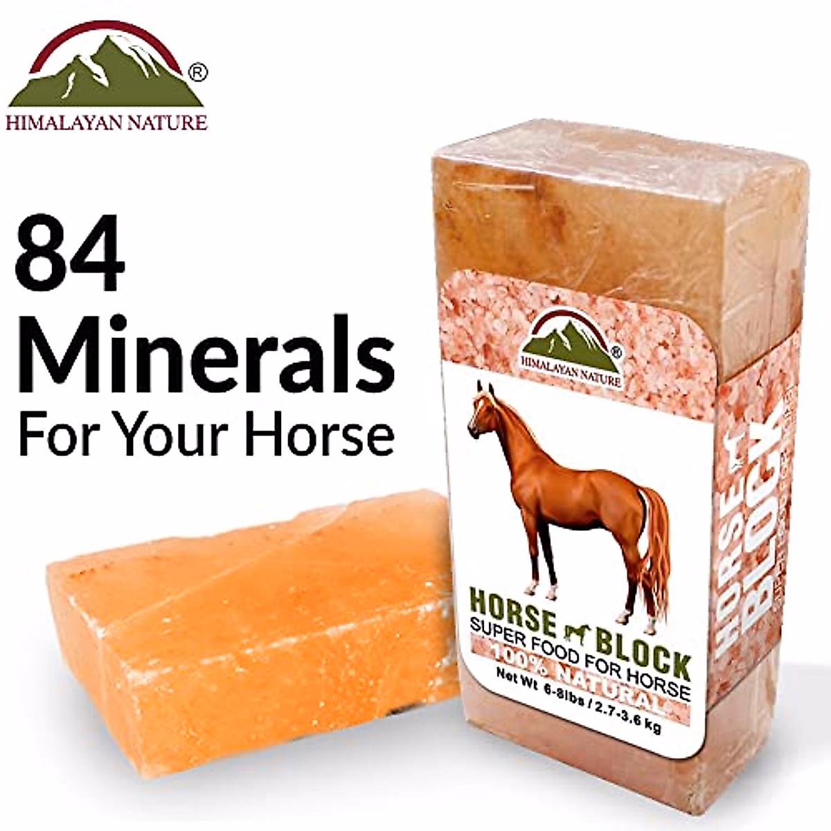 Himalayan Nature 100% Natural Himalayan Rock Salt Block - Mineral Salt Licking Brick for Animals, Horses & Deer | 5 LBS, 5-8 LBS