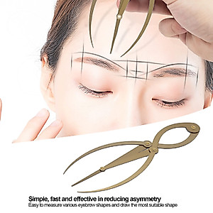3 Point Positioning Eyebrow Ruler, ANGGREK Eyebrow Ruler Stainless Steel Eyebrow Stencil Ruler Fibonacci Gauge Tools for Beginners Tattoo Artists(Gold)