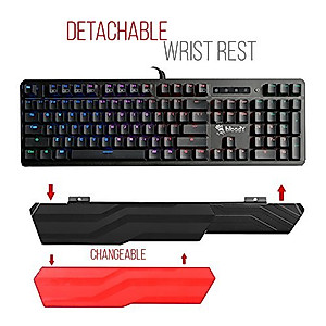 Bloody Gaming B975 Light Strike Optical Gaming Computer Keyboard |Instant Actuation | Spill-Resistant Design | RGB LED Backlit Keyboard | Tactile & Clicky Feedback | Detachable Wrist-Rest