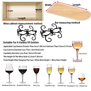 MANLUYEE SNKINE Hanging Wine Glass Rack - Butterfly Stemware Racks Under Cabinet Wine Glasses Holder Shelf Black Iron 7.87" Storage Hanger for Bar Kitchen (1 Packs)