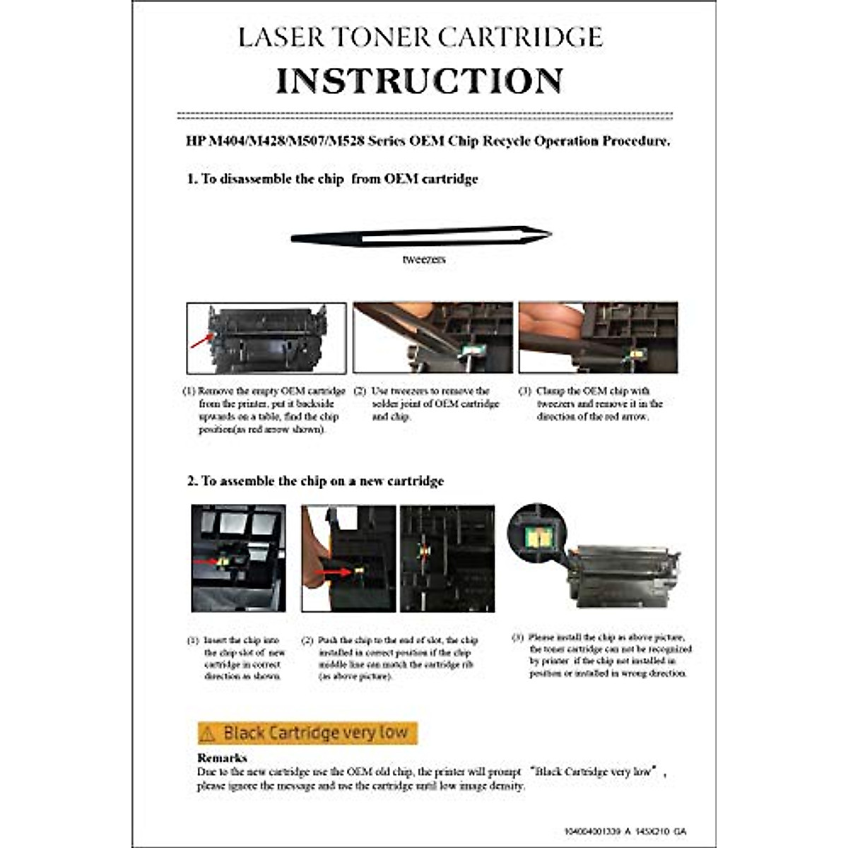 (1-Pack) Compatible for HP 58X Toner Cartridge CF 258X CF258X High Yield (Without Chip) for HP Laser Jet Pro M404n M404dn M404dw MFP M428fdw Printer, Sold by 4Benefit