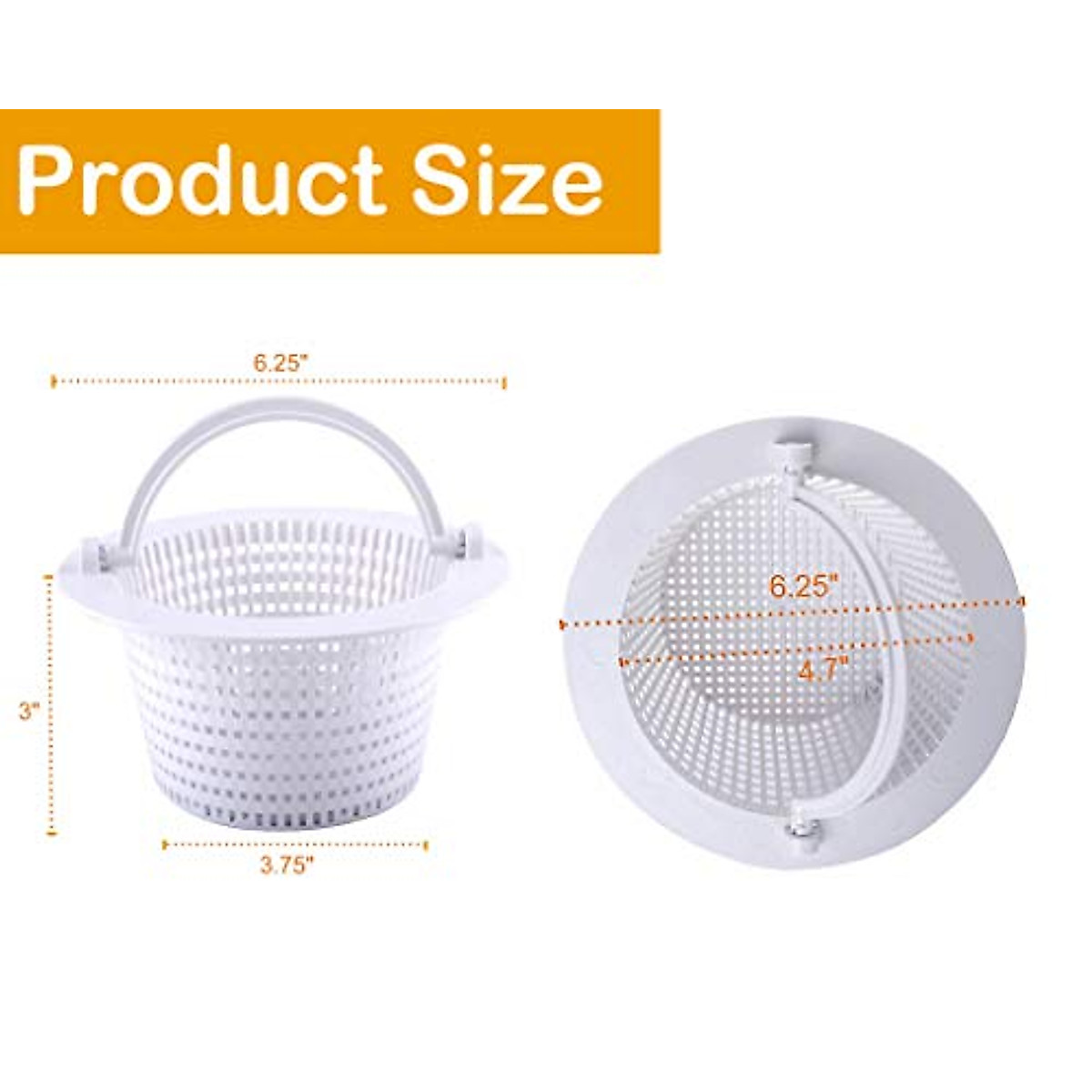 𝟐𝟎𝟐𝟑 𝑼𝙥𝙜𝙧𝙖𝙙𝙚𝙙 SP1091WM Skimmer Basket Replacement for Hayward Pentair HydroSkim, 513330 Dyna-skim Pool Filter Baskets,2PCS 6.25“Top Above Ground Pool Skimmer Baskets