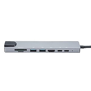 ANDROSET 8 in1 USB C to Type C USB 3.0 Hub 4K HDMI Ethernet Micro SD/TF Card Adapter Dock