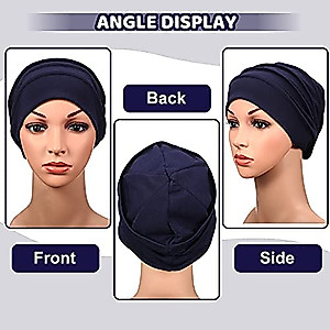 Syhood 5 Pieces Soft Sleep Cap Skull Cap Slouchy Beanie Bonnet Hat Women for Sleeping Hair Loss
