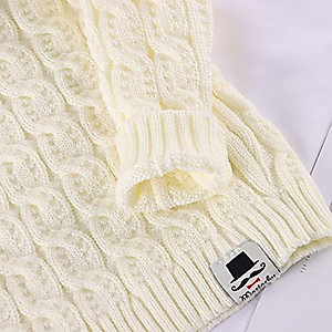 MODNTOGA Toddler Baby Boys Girls Knit Sweaters Cable Turtleneck High Collar Fall Winter Soft Warm Sweater Pullover Tops(White,2-3T)