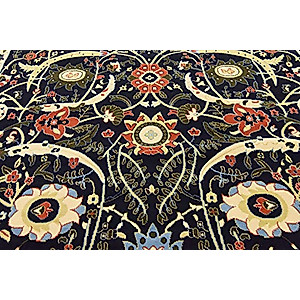 Unique Loom Espahan Collection Area Rug - Cape Cod (7' 10" Square, Navy Blue/ Black)