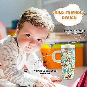 Sloth Gifts, Sloth Tumbler with Handle and Straw for Kids 14oz, Stainless Steel Insulated Travel Mugs, Animal Themed Gift for Boys Girls on Birthday Christmas