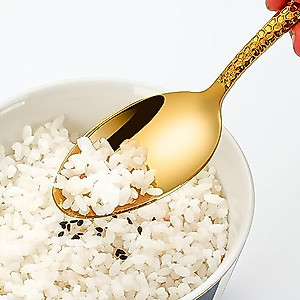 Gold Hammered Silverware Set With Steak Knife Cutlery Utensil,Food-Grade Stainless Steel Flatware,Durable Home Restaurant Small Business,Mirror Finish Tableware