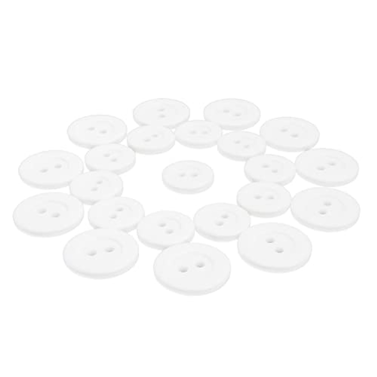 ButtonMode Lab Coat Buttons (Fits Allheart, Dickies, Figs, Healing Hands, Landau Labcoats) with 2 Holes 22pc Set Has 11 Front (19mm or 3/4 Inch), 11 Sleeve (15mm or 5/8 Inch), White, 22-Buttons
