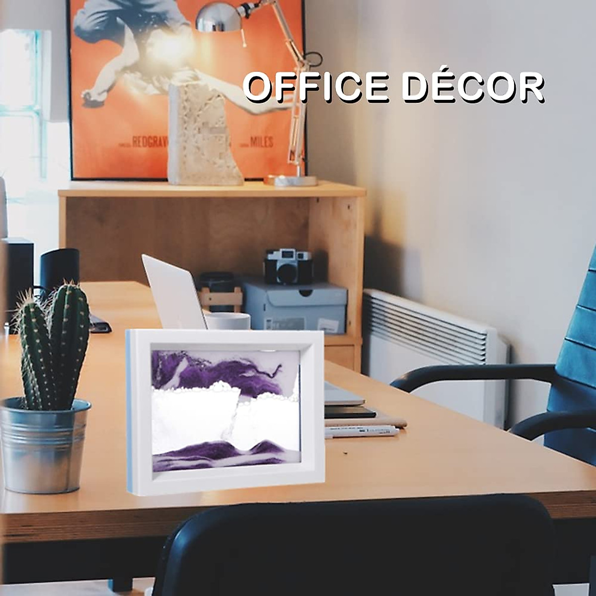 ANXUS Moving Sand Art Liquid Motion Bubble, Flowing Sand Art Picture, Desktop Art, Sensory Calming Fidget Desk Decor, Voted Best Gift! (Purple)