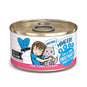 Best Feline Friend (B.F.F.) Tuna & Shrimp Sweethearts with Red Meat Tuna & Shrimp in Gravy Cat Food by Weruva, 3oz Can (Pack of 24)