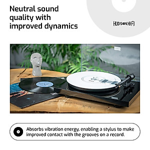 Hudson Hi-Fi Turntable Mat with Cartridge & Needle Alignment Tool- 12"x2mm PVC, Anti-Slip, Anti-Vibration, Enhances Sound Quality- LP Vinyl Calibration Plate, Protect Vinyl- Stylish Design- Born in NY