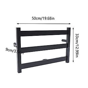 Heated Towel Rack, 200W Electric Towel Warmer, Wall Mounted Towel Drying Rack for Bathroom, Stainless Steel Material, Wide Heating Bar, Plug-in (Black-3 Bars)