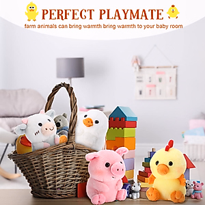 Skylety 4 Pieces Farm Stuffed Animals Stuffed Farm Theme Plush Animals Bulk 4.72 Inches Chicken, Duckling, Pig, Cow Plush Stuffed Animals Toys for Valentine's Day Birthday Gift Party Favor Supplies