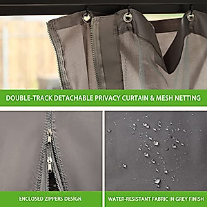 VEIKOU 12' X 14' Hardtop Gazebo, Patio Gazebo w/Double Roof & Aluminum Frame, Heavy Duty Gazebos and Pergolas w/Netting and Curtains for Garden, Deck, Backyard