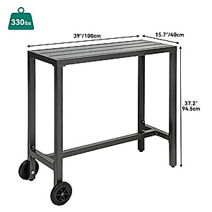 YITAHOME Outdoor Bar Table, 39" Outdoor Patio Bar Table, Weatherproof & Sturdy Bar Height Table for Balcony, Garden, Yard, Poolside, Silver
