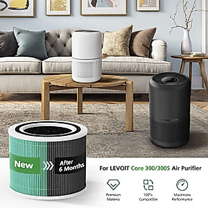 Core 300 Toxin Absorber Replacement Filter for LEVOIT Core 300 Core300-P Core 300S Core 300S-P VortexAir Air Purifier, 3-in-1 HEPA and Activated Carbon, Core 300-RF-TX, 2 Pack, Green