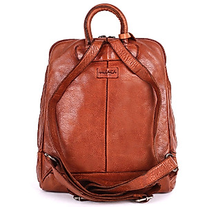 VILENCA HOLLAND 12.5 Inch Genuine Leather Backpack for Women and Men, Cognac Leather Backpack with Adjustable Shoulder Strap