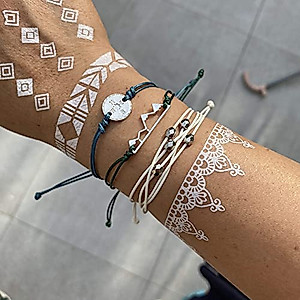 Long tiantian Wave Bracelets for Teen Girls Cute Boho Braided String Beach Ocean Bracelet for Women Summer Jewelry Gift (O)