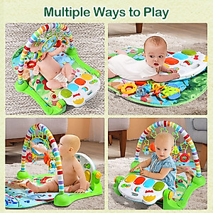 CUTE STONE Baby Gym Play Mat, Play Piano Gym with Tummy Time Activity Mat, Musical Activity Center for Infants Toddlers