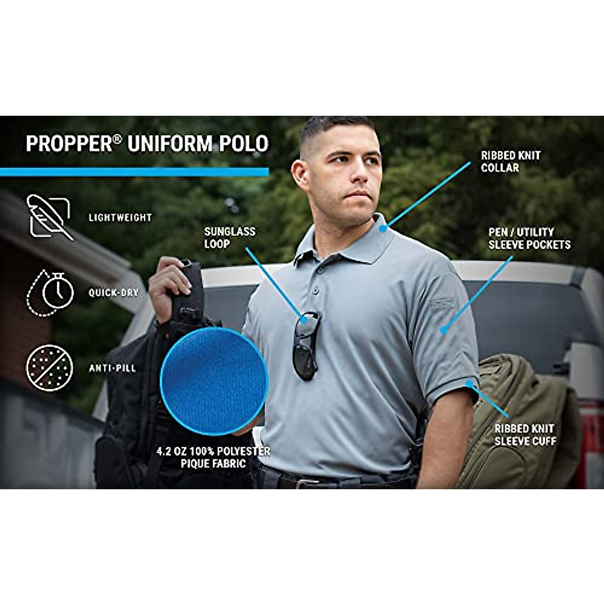 Propper Men's Uniform Polo, Black, Medium