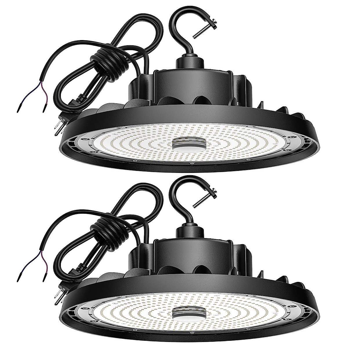 SHINEWOO UFO LED High Bay Light 240W 36,000lm 5000K Daylight, High Bay LED Shop Light 0-10V Dimmable with US Plug 5’ Cable, Commercial LED Warehouse Lights, Factory Area Lighting Fixture, 2PCS