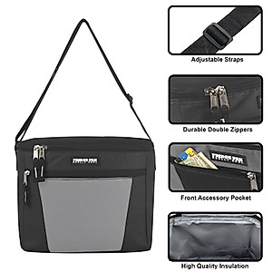 Fridge Pak Insulated Adult Lunch Box & 12 Can Large Capacity Can Cooler Bag (Black/Grey)