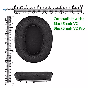 Geekria Comfort Mesh Fabric Replacement Ear Pads for Razer BlackShark V2, BlackShark V2 Pro Headphones Ear Cushions, Headset Earpads, Ear Cups Cover Repair Parts (Black)