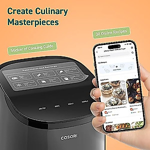 COSORI Small Air Fryer Oven 2.1 Qt, 4-in-1 Mini Airfryer, Bake, Roast, Reheat, Space-saving & Low-noise, Nonstick and Dishwasher Safe Basket, 30 In-App Recipes, Sticker with 6 Reference Guides, Gray