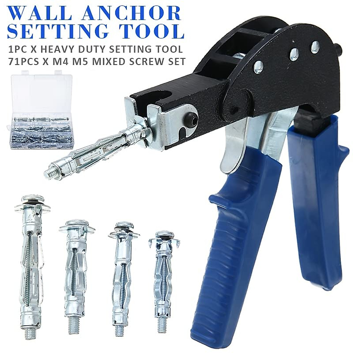 Expansion Screw, Stainless Steel Expansion Bolts, Screws, Screws,Expansion Bolts Hollow Wall Anchor Metal Setting with M4 M5 Mixed Screw Set Cavity Plasterboard Fixing Car Body Repair Tool