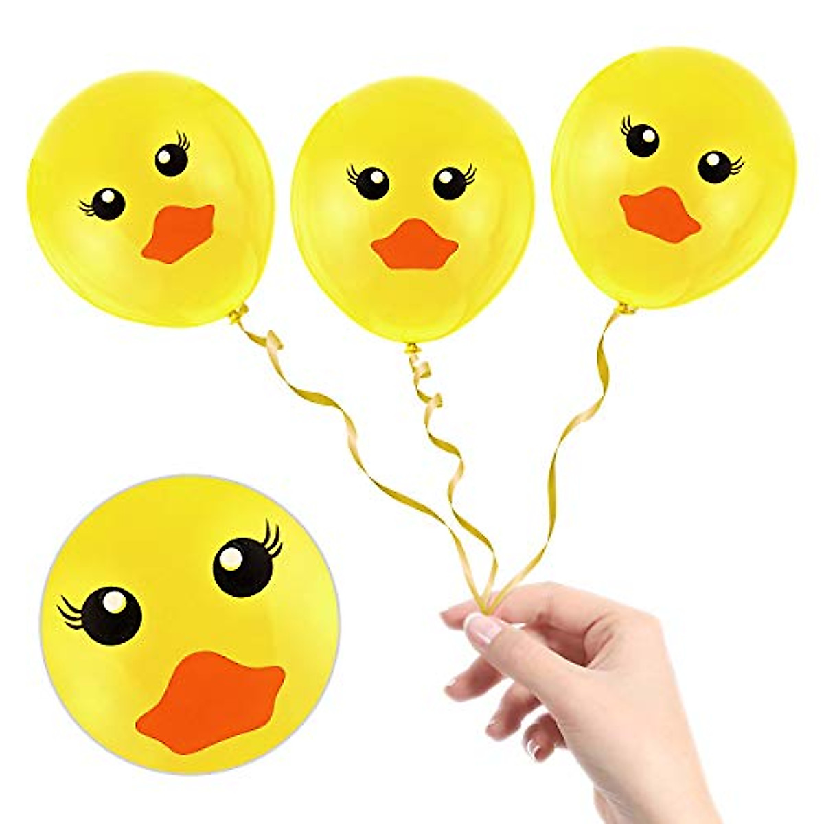 60 Pieces Yellow Duck Latex Balloons Cartoon Duck Printed Balloons Cute Duck Face Latex Balloons for Wedding Birthday Party Baby Shower Classroom Decoration, 12 Inches