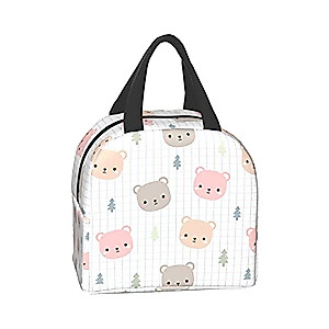 Teddy Bear Kawaii Lunch Box Reusable Insulated Lunch Bag Cooler Tote Travel Picnic Durable Shopping Back To School Reusable Waterproof Bags For Man Woman Girls Boys