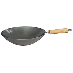 Dexam 12108512 Professional Carbon Steel Wok 30cm/12-inch, Black