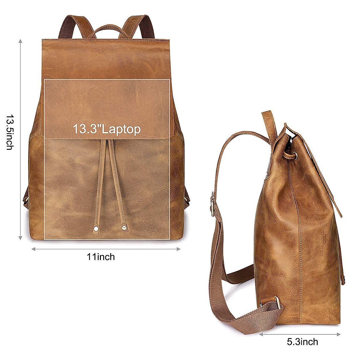 S-ZONE Women Genuine Leather Tote Bag Shoulder Handbag Bundle with Backpack Purse