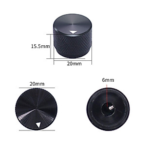 Taiss/ 2pcs Black Aluminum Rotary Electronic Control Potentiometer Knob For 6 mm Diameter Shaft, Volume Control Knobs, Audio knob, Guitar Knobs，Switch Knobs, 20mm dia. x 15.5mm height