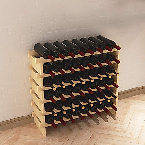 soges Wine Rack 48 Bottle Stackable Wine Storage Wood Wine Display Racks Free Standing Wine Shelf Stand, BY-WS6848M