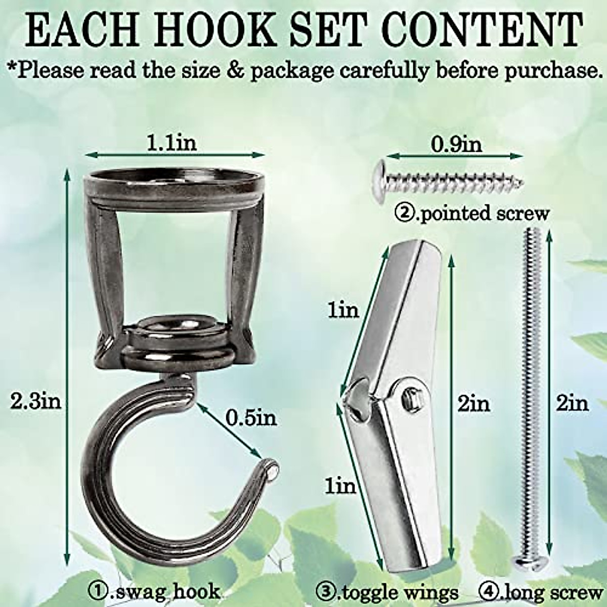 foxwake Ceiling Hooks for Hanging Plants 10set, Heavy Duty Swivel Hook with Toggle Wing, Swag Anchors for Lamp Light Basket Pot Holiday Decorations Vegetables Fruit Chandelier