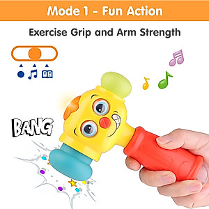 iPlay, iLearn Baby Musical Toys for 1 Year Old, Toddler Hammer Pounding Toy W/Lights and Sounds, Infant Key Sensory Teething, Learning Christmas Babies Gift for 12 18 Months 1-3 Yr Old Kid Girls Boys