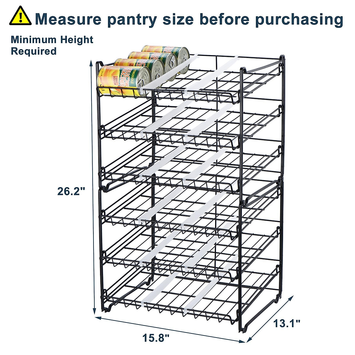Toplife 2 Pack Stackable Can Organizer Rack, Soda Can Beverage Storage Dispenser Rack, Holds up to 36 Cans for Pantry, Refrigerator, Cabinet or Countertop, Black - Thicker Version
